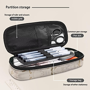 STUOARTE Goat Flower Printed Large Pencil Case, Aesthetic Pencil Pouch with Zipper for Kids School, Stationery Pouch Pen Case School Supplies for College Students Girls Boys Adults