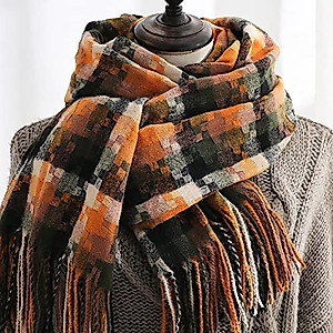 Qyx Winter Cashmere Solid Color Scarf-Fashion Women's Large Warm Shawls and Wraps-Adult Long Classic Scarf Gift for Lover