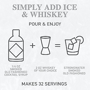 Strongwater Smoked Old Fashioned Craft Cocktail Mixer - Makes 32 Cocktails - Handcrafted Old Fashioned Syrup with Lapsang Souchong Tea, Sugar, Citrus & Cherry - Just Mix with Bourbon or Whiskey