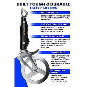 DALSTRONG Pizza Wheel - The Orbit Razor Pizza Wheel & Cutter - High-Carbon Heavy-Duty Stainless Steel - G10 Handle - Razor Sharp - Thumb Guard Protection & Blade Cover