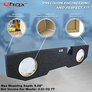 Bbox Dual 12 Inch Subwoofer Sealed Enclosure - Fits 2002 - 2018 Dodge Ram Quad Cab - Carpeted Car Subwoofer Boxes & Enclosures - Subwoofer Box Improves Audio Quality, Sound and Bass - Charcoal
