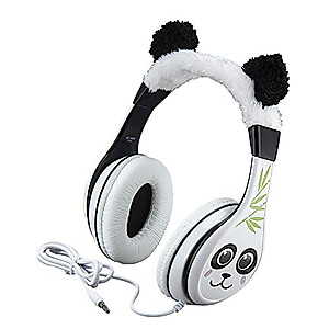 Panda Kids Headphones, Adjustable Headband, Stereo Sound, 3.5Mm Jack, Wired Headphones for Kids, Tangle-Free, Volume Control, Foldable, Childrens Headphones Over Ear for School Home, Travel