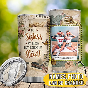 Wassmin Best Friends Tumblers Personalized Tumbler With Picture Photo Sisters By Hearts Tumblers 20oz 30oz Coffee Travel Mug Birthday Christmas Presents BFF Besties Cup Gifts