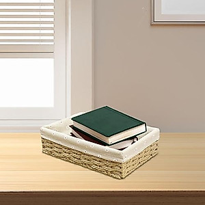 Generic Woven Basket Container,Paper Rope Storage Basket Rectangular Organizer Bin for Coffee, Medium, optional