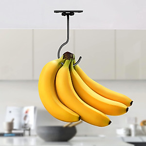 JINIHFW Banana Hook,Under Cabinet Banana Hook Foldable,Metal Banana Holder Hook Under Cabinet to Keep Bananas Fresh,Banana Hanger Hook