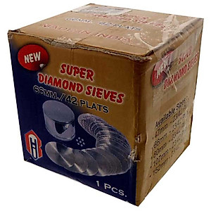 JEWEL TOOL Premium Diamond Sorting Sieves | 42 Multi-Sized Disks | 0.90 mm - 4.40 mm Range | Stainless Steel | Compact Storage 2.6" (6.6 cm) Diameter | Lasered Sizing Chart | Includes PVC Zip Pouch