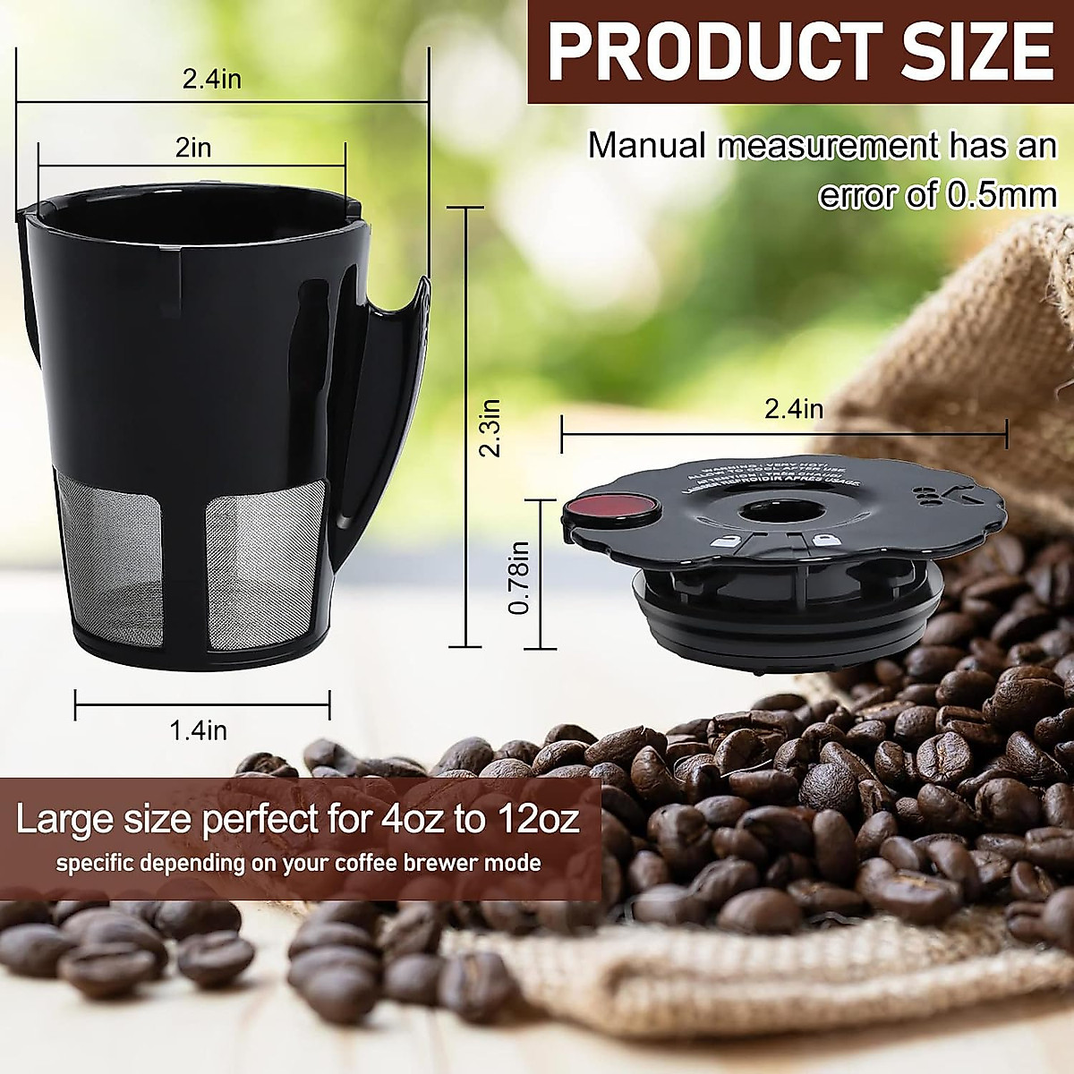 My K Cup Reusable Coffee Pods Filter Fit for Keurig 2.0 K200 K250 K300 K350 K400 K450 K460 K475 K500 K550 K560 K575 Brewers Pack of 2 119367 with Cleaning Brush SIZE:2.5 * 2.4