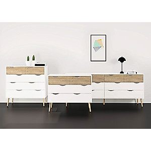 Tvilum Diana 8 Drawer Dresser, White/Oak Structure