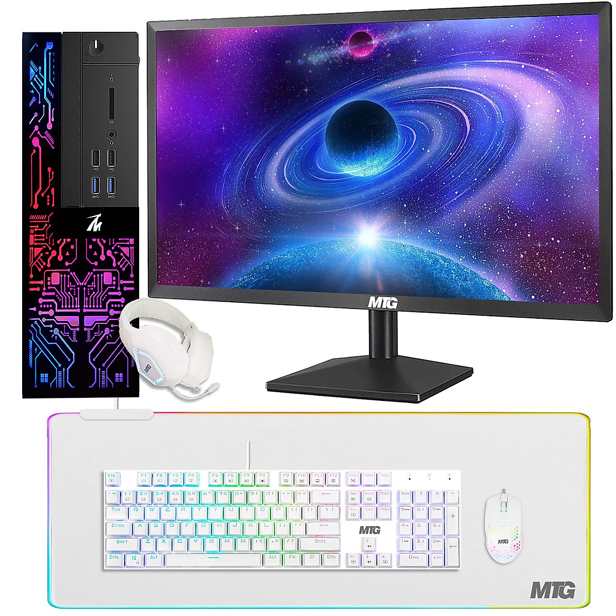 Computer Desktop PC, Intel Core i3-6100, TechMagnet Siwa 6, 8GB RAM, 1TB HDD, 27 Inch 165Hz Gaming Monitor, Gaming Kit, Windows 10 Pro (Renewed)