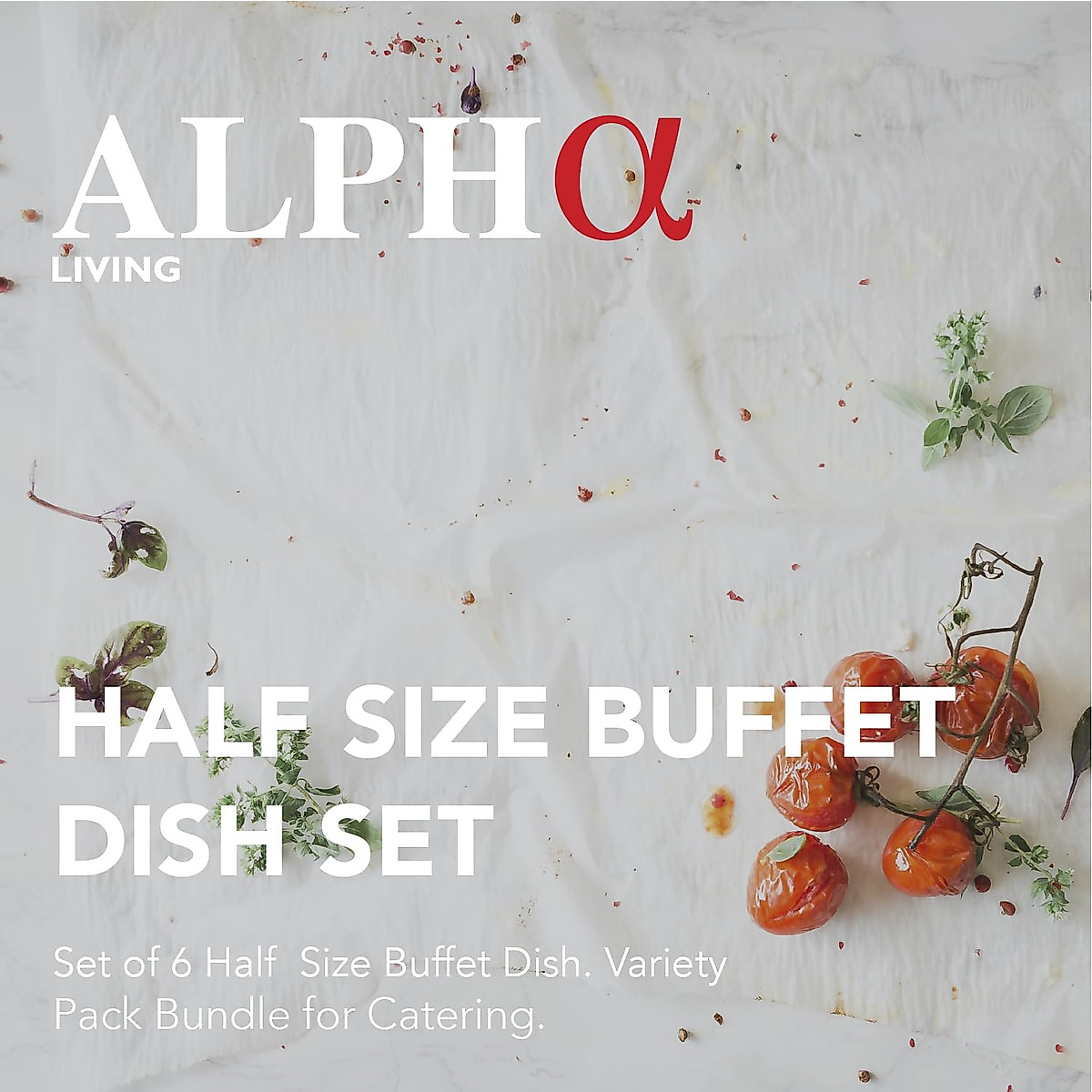 Alpha Living 6 Pack - Disposable Chafing Dish Buffet Set, Welded Body Food Warmers for Parties, 6hr Fuel Cans Complete Set, Half Size Pans, Warming Trays