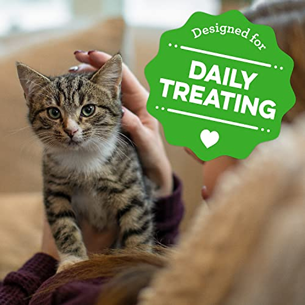 FELINE GREENIES SMARTBITES Healthy Kitten Treats, Crunchy and Soft Natural Cat Treats, Chicken Flavor, 16 oz Tub