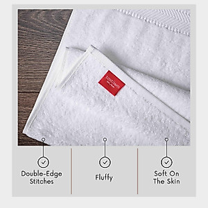 TEXTILOM 100% Turkish Cotton 6 Pcs Bath Towel Set, Luxury Bath Towels for Bathroom, Soft & Absorbent Bathroom Towels Set (2 Bath Towels, 2 Hand Towels, 2 Washcloths)- White