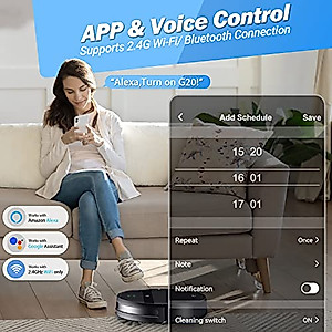 MANVINS Robot Vacuum and Mop Combo, App/Alexa, Robotic Vacuum with WiFi/Bluetooth, Self-Charging Mopping Robot Vacuum Cleaner, Set Schedule, Max Strong Suction Ideal for Pet Hair