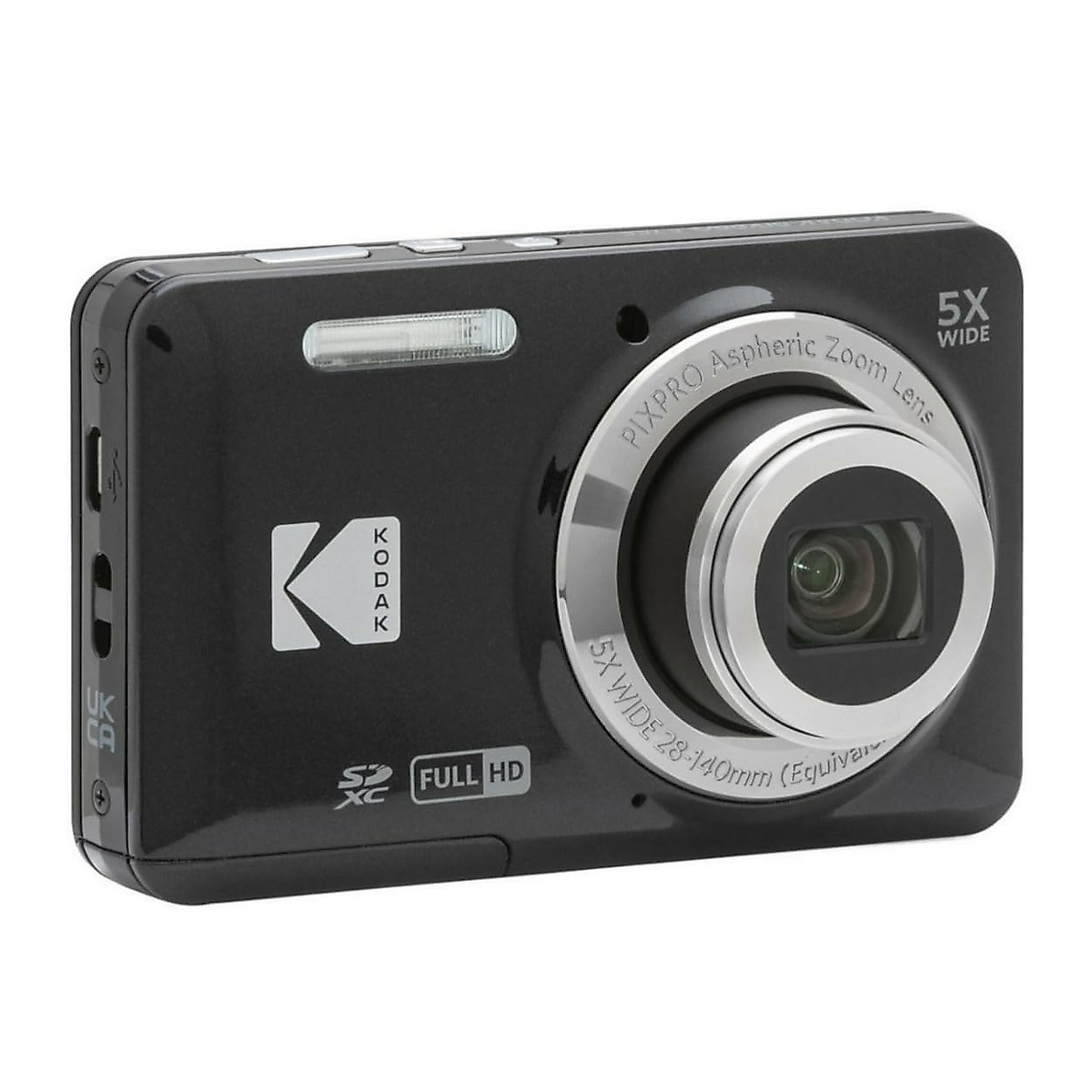 Kodak PIXPRO Friendly Zoom FZ55 Digital Camera (Black) Bundle with Case for Compact Cameras, and Kodak 32GB Class 10 UHS-I U1 SDHC Memory Card (3 Items)