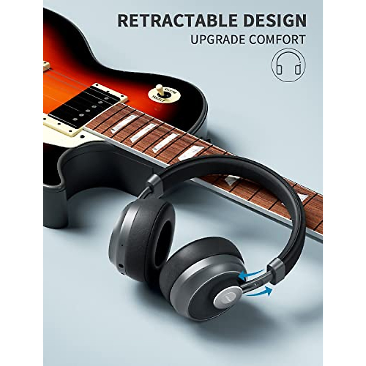 Ortizan Bluetooth Headphones Over Ear, Wireless Headset with Built-in Microphone, Hi-Fi Deep Bass and Soft Protein Earmuffs, for Cellphone/TV/PC/Home Office