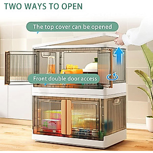 Luseba Closet Organizers and Storage - Collapsible, 19 Gal Plastic Stackable Storage Bins for Clothes Organizers with Lids, Folding Storage Boxes Set 3 Pack
