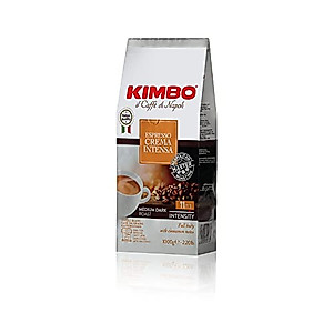 Kimbo Espresso Crema Intensa Whole Bean Coffee - Blended and Roasted in Italy - Medium to Dark Roast with a Full Body Cinnamon Flavor - 2.2 lbs Bag
