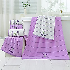 Pidada Hand Towels Set of 2 Lavender Floral Pattern 100% Cotton Soft Absorbent Decorative Towels for Bathroom 13.8 x 29.5 Inch (Purple)