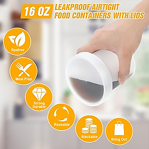 Reusable Freezer Containers Food Storage - [10 Pack-16 oz] BPA Free Plastic Deli Containers with Screw Lids for Meal Prep, Overnight Oats, Soup, Jam, Snacks - Microwave/Dishwasher/Freezer Safe