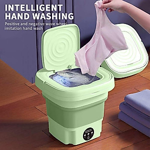 Portable Washing Machine, 2 IN 1 8L High Capacity Foldable Mini Washer with 3 Modes Deep Cleaning Automatic Washing And Spin Dry for Apartment,RV,Travel,Small Spaces, Lightweight and Easy to Carry