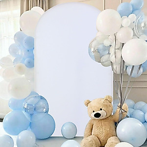 FANPROMS White Wedding Arch Backdrop Cover Spandex Fit Round Top Backdrop 3.3x6.6FT Chiara Backdrop Covers for Wedding Bridal Shower Supplies Round Top Chiara Arch Backdrop Stands Cover for Parties