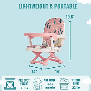 Dream On Me Munch N Go Booster Seat for Dining Table, Lightweight Compact Fold Travel Booster Seat, 3-in-1 Convertible, Four Level Height Adjustment and Easy Tray Removal