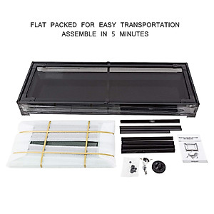 REPTIZOO Large Reptile Terrarium 120 Gallon, Tall & Wide Tempered Glass Reptile Tank 48" x 24" x 24" with Sliding Door Top Screen Ventilation & Anti Escape Lid, Full View