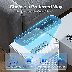 Rintuf Portable Air Conditioner, 8000 BTU AC Unit with Dehumidifier & Fan Modes, Up to 350 Sq.Ft, Remote Control, 24H On/Off Timer, Quiet Air Conditioner for Room, Window Mount Kit