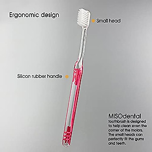 MISOdental Advanced Manual Toothbrush (All Slim) for Adults, Soft Bristles, Small Head, Refreshing, 4 Pcs, Made in Korea, Included Protection Caps, Youth 12+