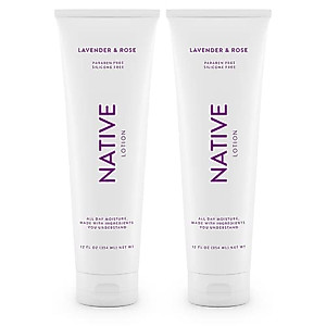 Native Lavender and Rose Body Lotion for Women and Men, Body Moisturizers for Dry Skin, 12 fl oz