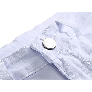 Men Ripped Distressed Destroyed Jeans Casual Vintage Hip Hop Jean with Holes Straight Leg Slim Fit Stretch Denim Pants (White,30)