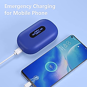 STADOR Bluetooth Headphones 4-Mics Clear Call 100Hrs Playtime with 2200mAh Wireless Charging Case Wireless Earbuds Sweatproof Waterproof Over Ear Earphones for Sports Running Workout Gaming Blue