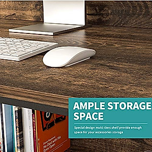 Mecor Computer Desk Study Writing Table for Home Office ，Modern Writing Study Desk with Storage Bookshelf and CPU Stand for Small Spaces, PC Laptop Table Workstation for Home Office…