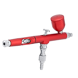 Paint Spray Pen Multi-Purpose Dual Action Feed Airbrush Kit Spray Air Brush Gun Tattoo Nail Tool 0.3mm (Red)