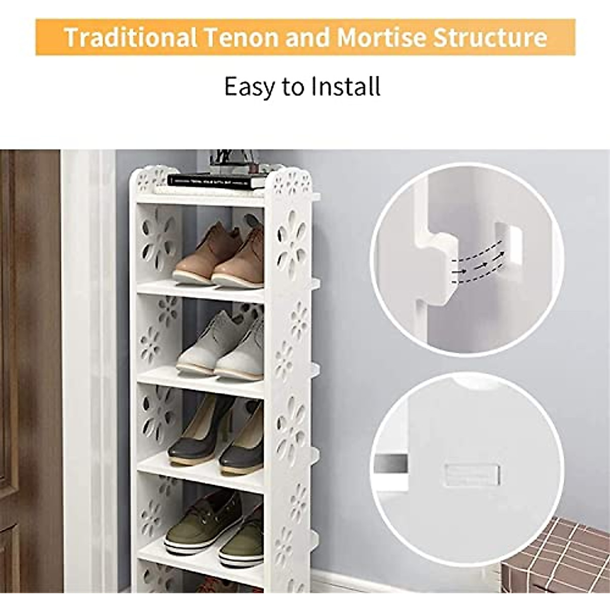 Catekro Shoe Rack Small Shoe Rack Student Dorm Organizer Vertical Shoe Tower Shoe Storage Organizer for Narrow Closets, Bedrooms, Hallways, Entrances (5 Tier)