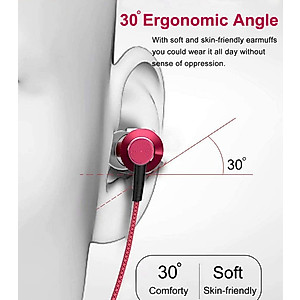 in Ear Headphones, MR01 Comfortable Tangle-Free Stylish Wired in-Ear Earbuds with Microphone, Crystal Clear Sound Noise Isolating Earphones for iPhone iPod Samsung Laptop Computer, Red