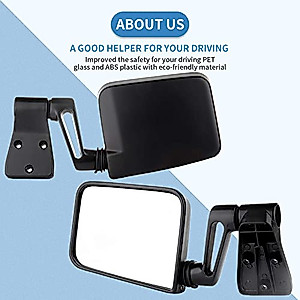 ECCPP Texture Side View Mirror Black Pair Side Mirror Replacement fit for 1987-2002 For Jeep Wrangler (exclude 1996) with Manual Folding