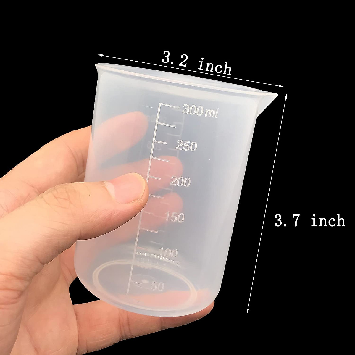 9 Pack Plastic Beakers, 300ml/10.1oz Epoxy Mixing Cups, Plastic Graduated Cup Clear Measuring Cup with 50 Pcs Mixing Sticks for Resin, Epoxy, Stain, Mixing Paint