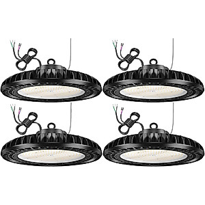 4 Pack 500W UFO Led High Bay Light 72500lm 5000K 1-10V Dimmable High Bay Led Lights Led High Bay Lights Alternative to 1600W MH/HPS for Gym Factory Warehouse Shop Garage