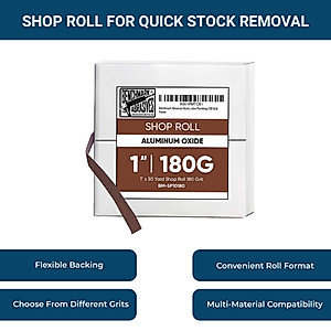 Benchmark Abrasives 1” X 150’ Shop Roll Emery Cloth Sandpaper Roll, Aluminum Oxide Sand Paper for Wood Furniture, Metal Polishing, Sanding, Automotive, Plumbing, Finishing - 180 Grit