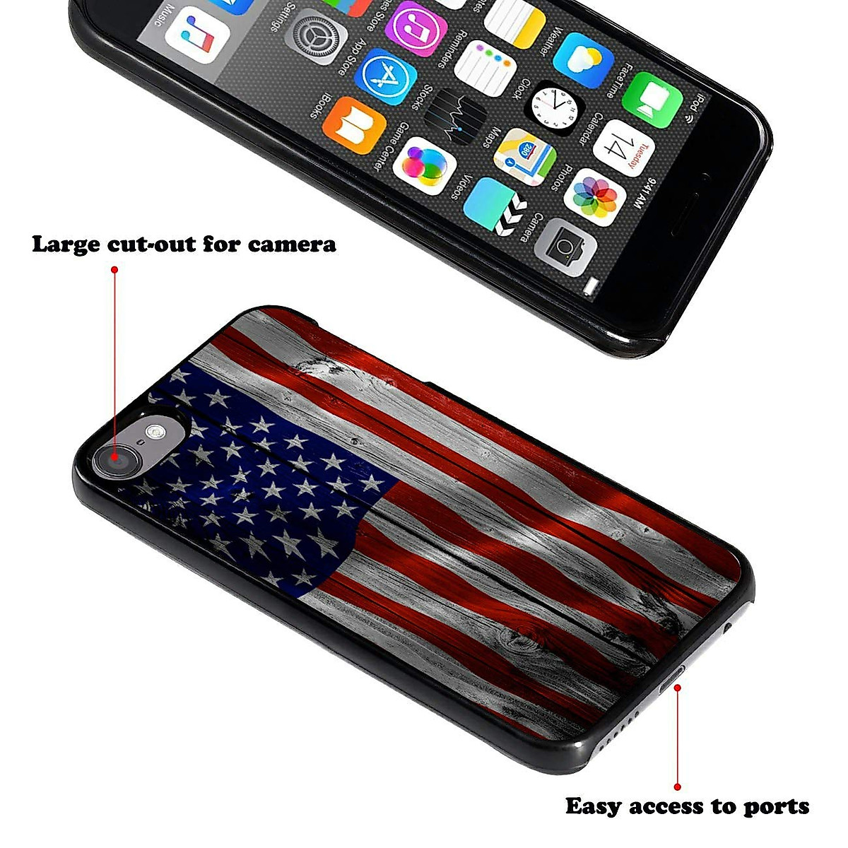 AIRWEE iPod Touch 7 Case,Touch 6/5 Case, Slim Back Cover Hard Plastic Protector Case for Apple iPod Touch 5th/6th/7th Generation,American Flag …
