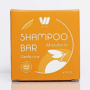 Eco-Friendly Solid Shampoo Bar for All Hair Types, Sustainable Natural Shampoo, Plastic Free, pH Balanced, Vegan, Plant Based, 100% Compostable and Zero Waste, 4.10oz (Mandarin)