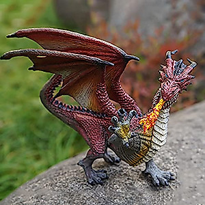 Dragon Figurine Magic Dragon Figurine Realistic Plastic Flying Dragon Figurine for Collection Science Educational Prop Miniature Magic Dragon Statue Home Decor Accessorie, Spitfire Dragon