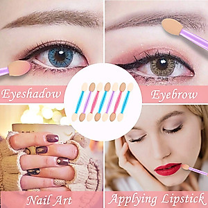 Eyeshadow Applicators,MORGLES 50Pcs Disposable Eyeshadow Brushes Dual Sides Eye Shadow Sponge Applicators (Pink,Purple,Blue)