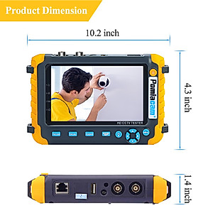 AHD CCTV Monitor Camera Tester IV8W 5 Inch 4-in-1 8MP AHD TVI 8MP CVI CVBS 1080P Coaxial HD Video Testerr Support RS485 PTZ Controller/UTP Cable Test/VGA HDMI Input/DC12V Output