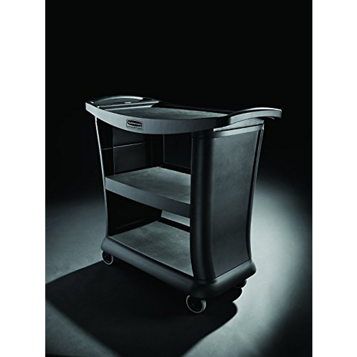 Rubbermaid Commercial Products Executive Series Utility Cart with Wheels, Black, Two Shelf Cart for Kitchen/Restaurant/Cafeteria/School/Storage 300 lbs. Capacity