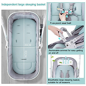 2-in-1 Stroller for Toddler Reclining Stroller High Landscape Pushchair with Foot Cover,Foldable Aluminum Alloy Pushchair with Adjustable Backrest (Color : Pink)