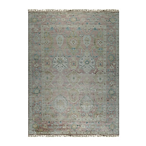 EORC A124PK9X12 Hand-Knotted Wool Oushak Rug, 9' x 12', Pink Area Rug