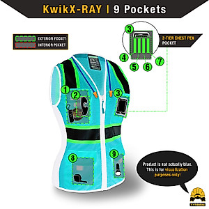 KwikSafety FIRST LADY Safety Vest for Women [SNUG-FIT] 9 Pockets, Class 2 Custom High Visibility Reflective ANSI OSHA Fitted Construction Work PPE/Yellow Small
