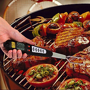 Beyond Group 80-09 Digital Meat Instant Read Thermometer with LED Screen and Ready Alarm, Kitchen Probe with Long Fork for Grilling, Barbecue and Cookin, l, white